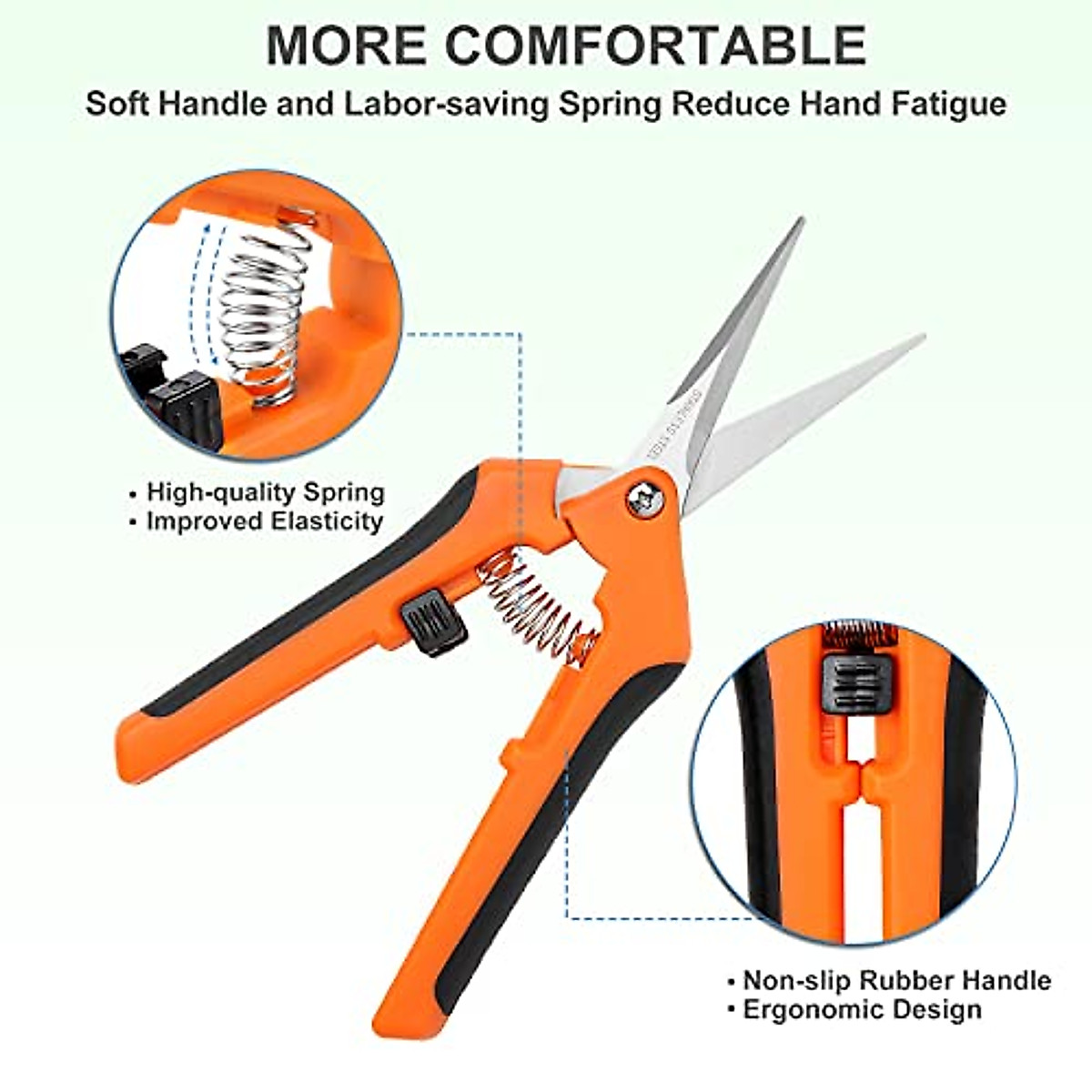 Premium Pruning Shears, Reggory Garden Shears with Upgrade Straight Stainless Steel Blades, Strong Sharp Garden Scissors, Clippers for Gardening/Indoor Plants.