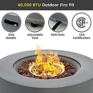 Giantex Propane Fire Pit Table W/ CSA Certification & PVC Cover, 27.5 Inches Round Gas Fire Pit w/ 40,000 BTU, Adjustable Flame, Lava Rocks, Outdoor Propane Fire Pit for Patio Garden Backyard