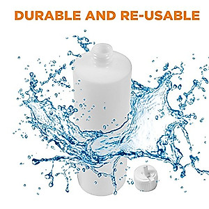 16 OZ PLASTIC SQUEEZE BOTTLES WITH FLIP TOP DISPENSER CAP FOR LIQUIDS/OILS/SHAMPOOS SET OF 6 (6, WHITE CAPS)