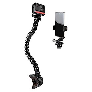 Pellking Jaws Flex Clamp Smartphone Mount with Adjustable Gooseneck（19 Sections） Compatible with iPhone Samsung,and GoPro Hero 10,9,8,7,6,5,4,, 3+, 2, 1, DJI Osmo Action Akaso Camera Mounts