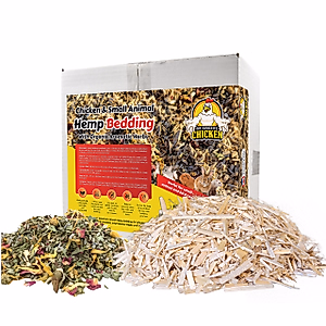 Hemp Bedding for Chicken Coop, with Anti Odor Herbs - Small Animal Litter for Guinea Pig, Hamster, Bunny Rabbit, Snake, Ferret, Tortoise, Rat and More - Pine Wood Shavings Alternative Poultry 1cuft