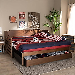 BOWERY HILL Transitional Wood Expandable Twin Size to King Size Daybed in Brown