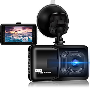 Dash Cam 720P Full HD, On-Dashboard Camera Video Recorder Dashcam for Cars with 3" LCD Display, Night Vision, WDR, Motion Detection, Parking Mode, 120° Wide Angle
