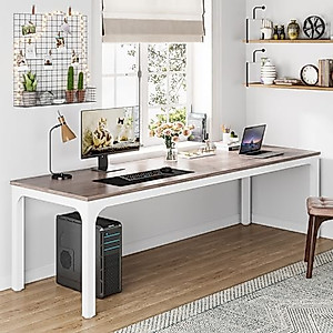 LITTLE TREE 78.7 Inches Extra Long Two Person Office Desk,Double Workstation for Home Office