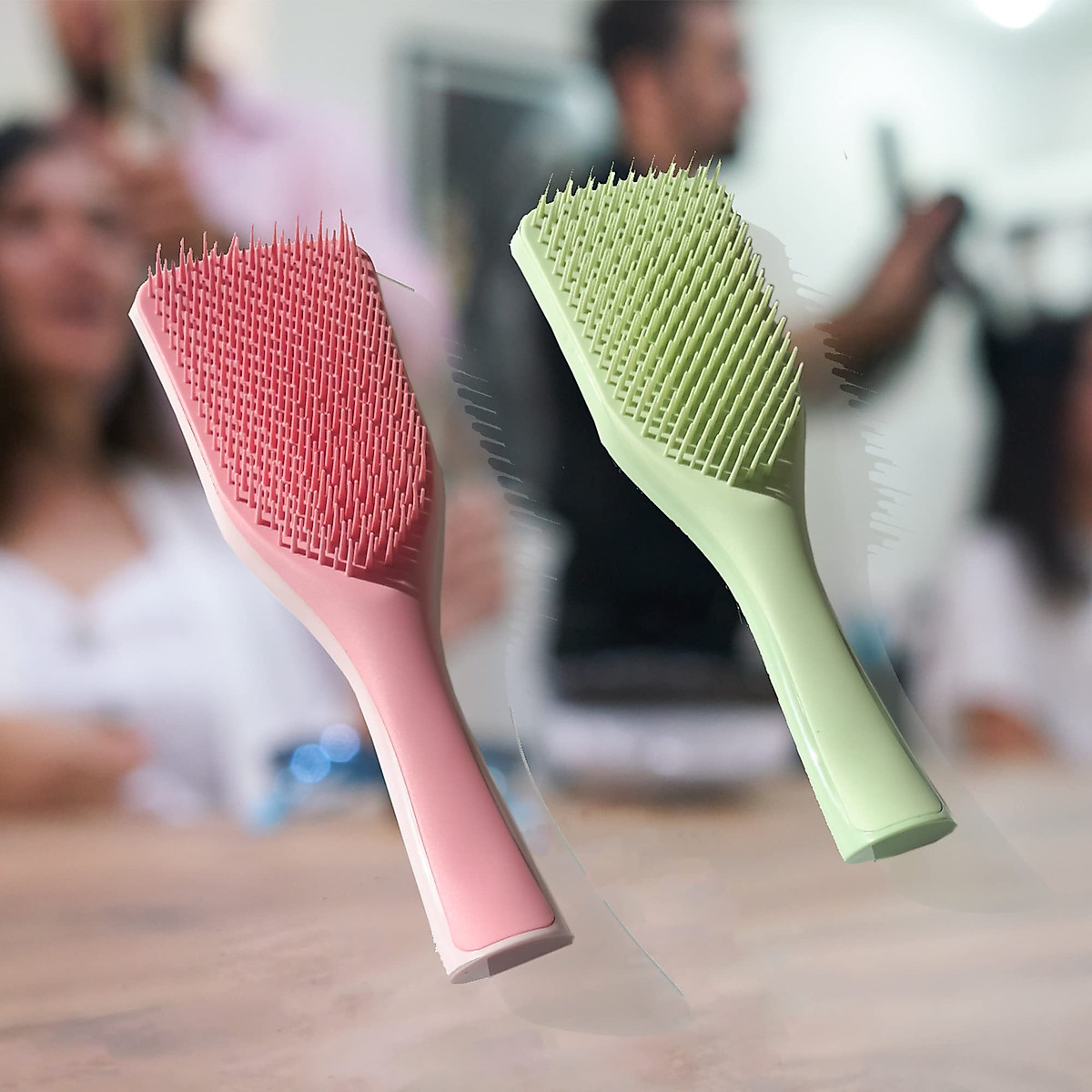 WYNK Hair Brush Detangler for Adults & Kids，Detangling Comb Hair Styling Tools & Appliances for Natural/Wavy/Curly/Coily/Wet/Dry/Oil/Thick/Straight/Long Hair (2 Pack, Tender Green&Pink)