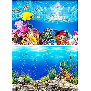 Lainrrew Aquarium Background, 12 x 21Inch Double Sided Fish Tank Background Aquarium Decorations Poster Paper Cling Decals Wallpaper Sticker Terrarium Background (Type 1)