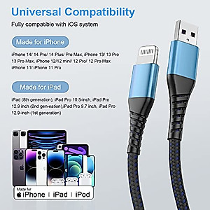 (2pack)1ft Short iPhone Charger Cable for Apple MFi Certified, Short Lightning Cable 1 Foot, Charging Station iPhone USB Cord for iPhone 11/11Pro/11Max/X/XS/XR/XS Max/8/7/6/5S/SE/iPad Mini Air （Blue）