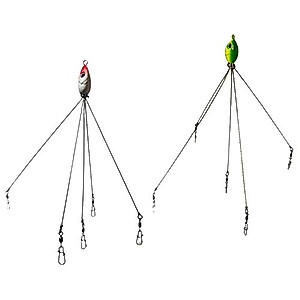 Alabama Rig 5 Arm Umbrella Fishing Rig – Largemouth, Smallmouth Bass, Stripers – Fishing lure Bait Rigs Rigged with Barrel Swivels - Set of two