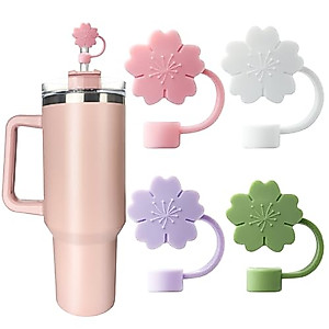 Silicone Straw Covers Cap Compatible with Stanley 20 30&40 Oz Cup, 10mm Straw Toppers for Stanley 40 Oz Tumbler with Handle, Dust-Proof Straw Caps for Stanley Water Bottle – 4PCS