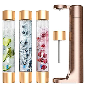 Fizzpod Home Soda Maker Create Delicious Sparkling Carbonated Drinks. Fizzpod Soda Machine Includes Three 1 Liter Bottles, 2 CO2 Cylinders, 3 Caps, 1 Carbonator Cap & a Manual - Make Homemade Sparkle Water, Juice, Coffee, Tea and Cocktail Drinks with Frui
