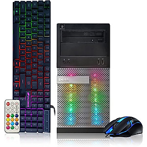 Dell Gaming PC Desktop Computer Tower, Intel i5 16GB RAM 512GB SSD + 1TB HDD, Windows 10, Nvidia GT 730 2GB, New Rainbow Keyboard and Mouse (Renewed)