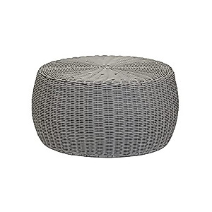 Household Essentials Gray Wicker Patio Ottoman Footstool