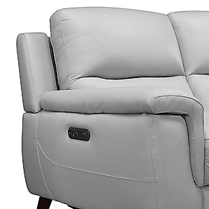 Armen Living Lizette Modern Power Reclining Loveseat in Dove Grey Leather