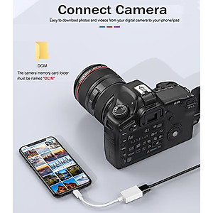 Naiyal Lightning to USB Camera Adapter, Apple MFi Certified USB OTG Cable Converter for iPhone 14 13 12 11 Pro Max XS XR X 8 iPad, Support Camera, Card Reader, USB Flash Drive, MIDI Keyboard (White-1)