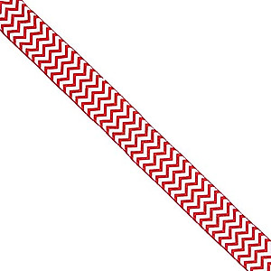 Morex Ribbon Wired Peppermint Chevron Polyester Ribbon, 2-1/2"/50 yd, Red/White