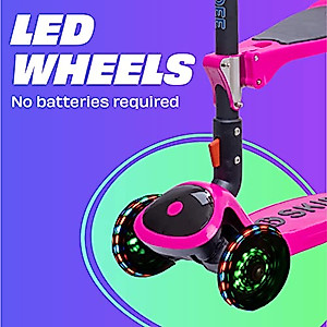 Kick Scooters for Kids Ages 3-5 (Suitable for 2-12 Year Old) Adjustable Height Foldable Scooter Removable Seat, 3 LED Light Wheels, Rear Brake, Wide Standing Board, Outdoor Activities for Boys/Girls