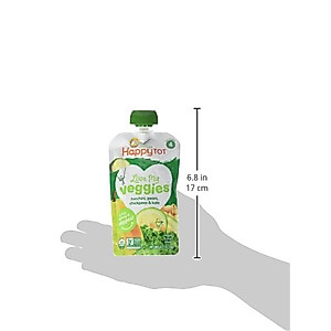 Happy Tot Organic Stage 4 Baby Food, Love My Veggies, Zucchini/Pear/Chickpeas & Kale, 4.2 Ounce (Pack of 8)