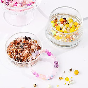 Pretty in Pink DIY Bead Kit - Glass Bracelet Making Set | 1000pcs Assorted Beads, 10 Different 8mm Glass Beads, 200pcs 6mm Bicone Crystals