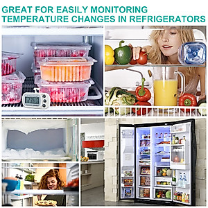 Refrigerator Thermometer Digital Freezer Room Thermometer, Waterproof Fridge Thermometer with Magnetic Back, Max/Min Record Function with Large LCD Display for Kitchen Restaurants White