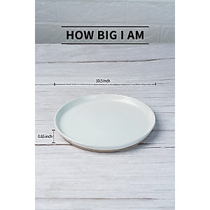 famiware Saturn 6 Pieces Dinner Plates, 10.5 inch Plate Set, Scratch Resistant, Stoneware Dinnerware, Kitchen Modern Rustic Serving Dishes, White