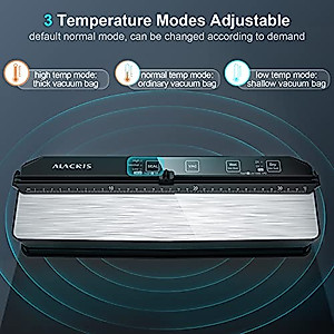 ALACRIS Vacuum Sealer Machine, 5 in 1 Automatic Food Saver with Detachable Cutter, 7mm Sealing Strip & Dual Pumps, Compact and Easy to Clean for Food Preservation (with 15 sealer bags)