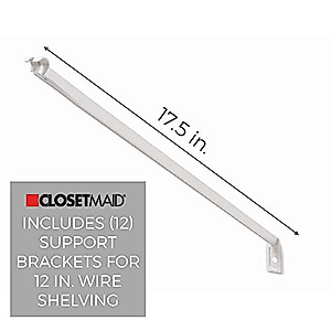 ClosetMaid 21775 12-Inch Support Brackets for Wire Shelving, White,12-pack