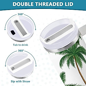 40 Oz Palm Trees Stainless Steel Tumbler with Lid and Straw Travel Insulated Tumblers