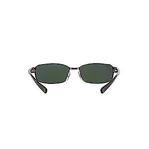 Ray-Ban RB3364 Metal Rectangular Sunglasses, Gunmetal/Polarized Green, 62 mm