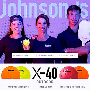Franklin Sports Outdoor Pickleballs - X-40 Pickleball Balls - USA Pickleball (USAPA) Approved - 3 Pack Outside Pickleballs - Ember - US Open Ball