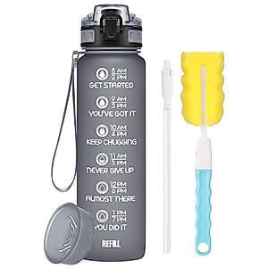 NOIFYS Motivational 32 oz/24 oz Water Bottle with Time Marker, Updated BPA Free Leak Proof Water Bottles With Fruit Strainer and Straw, Perfect For Fitness Gym Outdoor