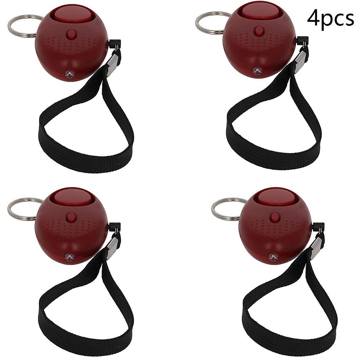 Bettomshin Safe Sound Personal Alarm, 4Pcs 130DB Personal Security Alarm Keychain with LED Light, Emergency Self-Defense Security Alarm for Women Men Children Elderly, Red