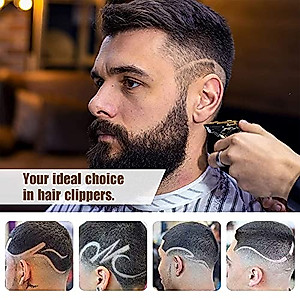 WAHLSA Professional Hair Trimmer Zero Gapped Detail Beard Shaver Barbershop Baldheaded Hair Clipper T-Blade Hair Clipper for Men Electric Pro Li Outline Trimmer Grooming Kit LED Display (Golden