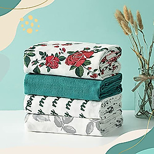 Baby Swaddle Blanket Unisex Swaddle Wrap Soft Silky Bamboo Muslin Swaddle Blankets Neutral Receiving Blanket for Boys and Girls, Large 47 x 47 inches, Set of 4