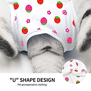 Cat Professional Surgical Recovery Suit,E-Collar Alternative for Cats Dogs,After Surgery Wear, Pajama Suit,Home Indoor Pets Clothing Strawberry M
