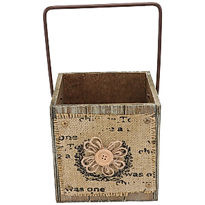 CIYODO 1pc Craft Table Bouquets Square Wedding Ornament Pot Outdoor Flowerpot Pots Wood Handle Patio Indoor Vase Plant Flower Windowsill Natural Center Window Home Bonsai Container