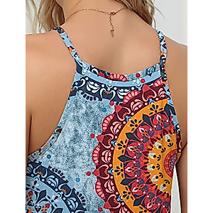 POKWAI Pjs for Women Summer Pajama Sets Shorts Soft Comfy Cooling Cami Pajamas Ladies Pajamas(Flower Multiple Blue,Medium)