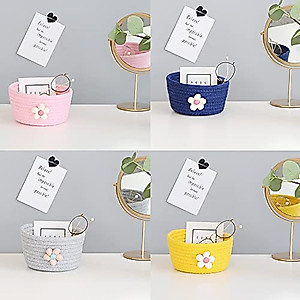 Tutuba Cotton Rope Baskets, Woven Round Cute Storage Baskets Decorative Storage Bins for Pink