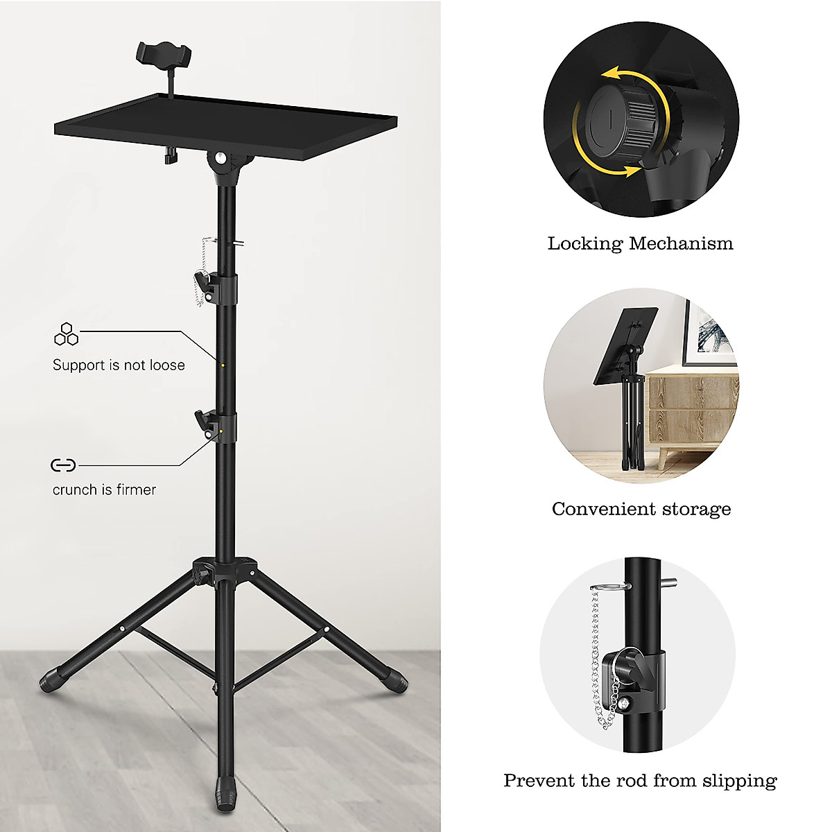 Facilife Projector Stand Tripod - Laptop Tripod Projector Stand Adjustable Height 22 to 47 Inch, Projector Tripod Stand, Tripod for Porjector, Projector Stand for Outdoor Movies