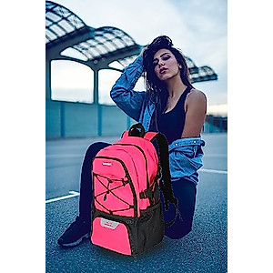 DAFISKY Basketball Backpack with Ball Compartment – Large Basketball Bag with Shoes compartment Sports Equipment Bag for Soccer Ball,Volleyball,Gym,Outdoor,Travel(pink)