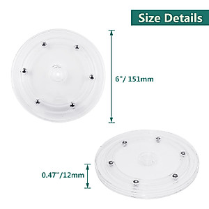 Murtenze 2Pcs 6 Inch Acrylic Turntable Organizer, Rotating Swivel Stand Spinner with Steel Ball Bearings for Kitchen Corner Cabinets Spice Rack Cake Decorating. (150mm,Clear)