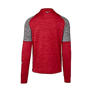 Mizuno Velocity Long Sleeve Crew, Red-Shade, Large