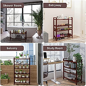ZRWD Wood Shoe Rack, 2 Tier Stackable Shoe Rack, Small Shoe Rack Storage Organizer for Closet, Entryway, Hallway, Living Room, Balcony