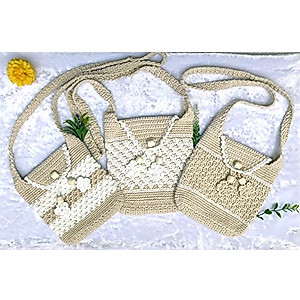 Ifem Crochet Tote Bag - Cute Knitting Tote Bags woven bag For women aesthetic Trendy Beach Bag.handmade knit bags. (simple style 2)