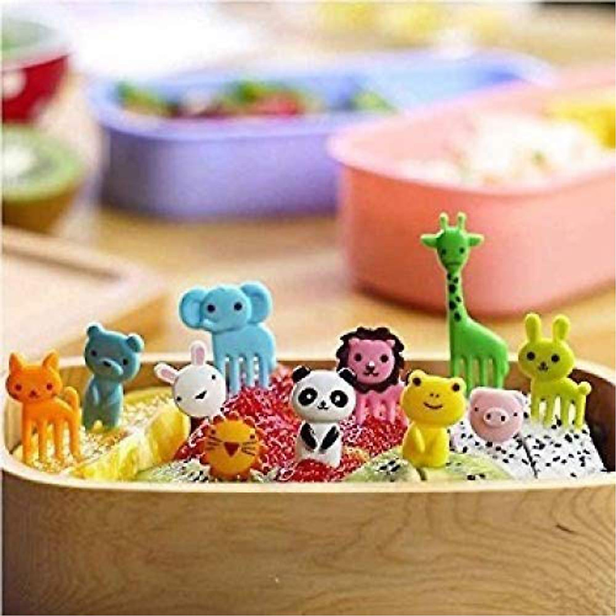 Liangxiang Cute Cartoon Animal Food Fruit Picks Forks Bento Box Lunch Box Decor Pack of 10/8 PCS (Style 1)