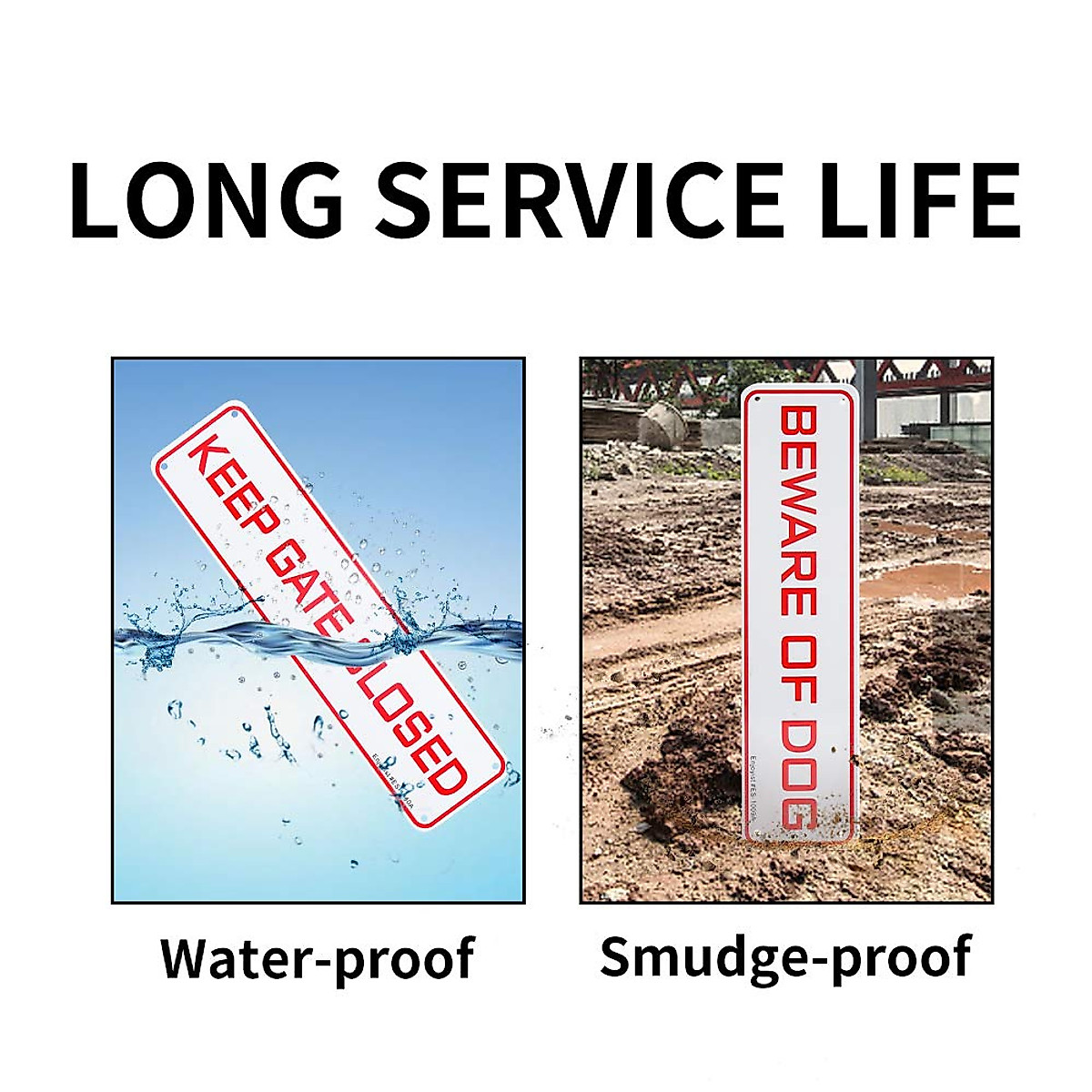 2 Pack Keep Gate Closed Sign, 12"x 3" - .040 Aluminum Sign Rust Free Aluminum-UV Protected and Weatherproof