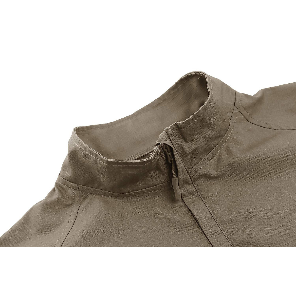 CRYSULLY Men's Long Sleeve Hunting Assault Military Trekking Pullover Shirt Khaki