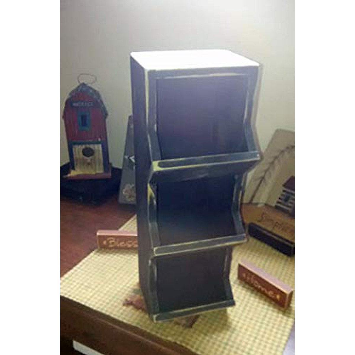 CWI Bin Shelf Vertical Primitive Country Rustic Black