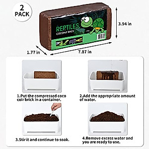 Hamiledyi Compressed Coconut Fiber Substrate,2 Pcs Tortoise Bedding Bricks Natural Hermit Crab Soil Soft Reptiles Terrarium Supplies for Snake Bearded Dragon Gecko Tarantulas Ball Python