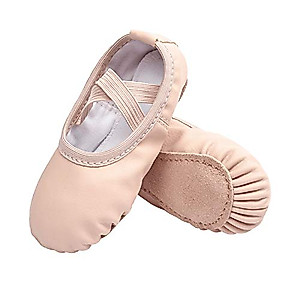 Stelle Girls Ballet Shoes Boys Toddler Soft Leather Dance Slippers for Toddler/Little Kid/Big Kid(Ballet Pink,8MT)