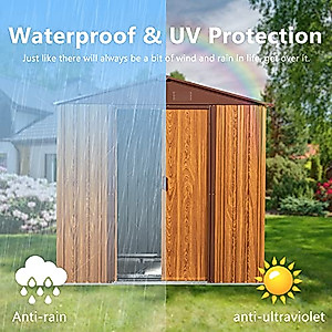 Merax 6ft x 6ft Outdoor Metal Storage Shed with Metal Floor Base NO Side Windows,Coffee